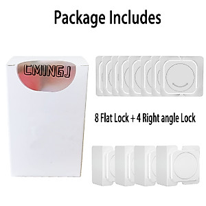 Cabinet Locks(12-Pack) for Babies, Kids and Toddlers Proofing Cabinet Child, safety Locks Suitable for Cabinets, Drawer and Refrigerator with Easy Installation (White) (8 Flat Lock+4 Right Angle Lock)