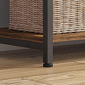 Karl home Freestanding Closet Organizer with 4 Fabric Drawers, Heavy Duty Clothes Rack with Wooden Shelves Hanging Rods, Free Standing Garment Rack Clothing Storage Wardrobe Vintage Walnut 70.87" H