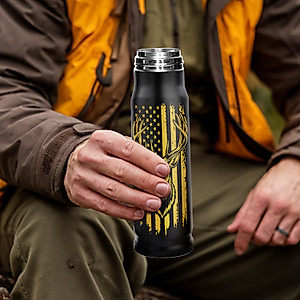 FROOBLEQUIRK I'd Rather Be Hunting Tumbler For Men, 17oz Deer Hunting Bullet Tumbler For Men - Birthday, Fathers Day, Christmas Gift For Hunters - Hunting Gifts For Men Dad Son Husband Friends