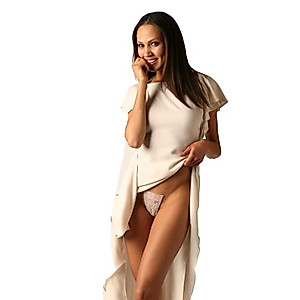 Shibue Lace C String Thong, Clear Strap Thong, C String for Women, Size S and Color Nude.