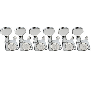 Wilkinson 6 inline E-Z-LOK Guitar Tuners Machine Heads Tuning Pegs Keys Set for Fender Stratocaster/Telecaster Electric Guitar, Chrome