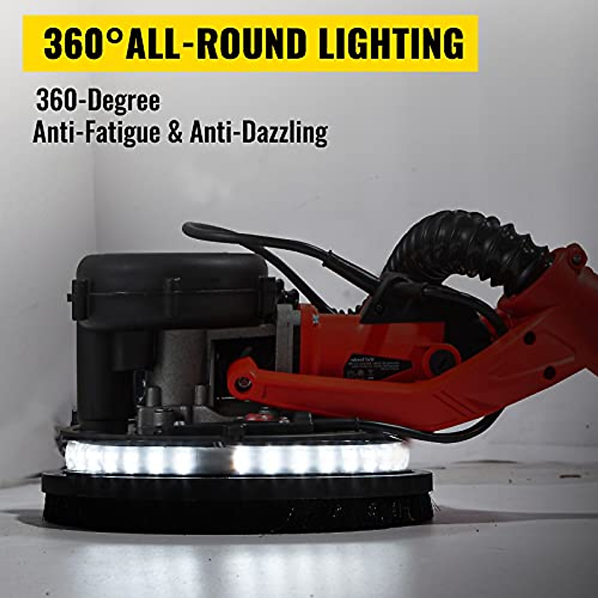 Mophorn Drywall Sander 850W, Electric Drywall Sander, Variable Speed 800-1750 RPM, Foldable Sheetrock Sander, with Telescope Handle, Electric Sander, with LED Strip Light and Vacuum Bag, Wall Sander