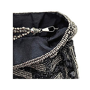 CRAFT BAZAAR Women Handmade Indian Potli Bag, Bead Zebra Bag, Standing Drawstring Purse, Mini Bucket Bag With Wristlet and Tassels