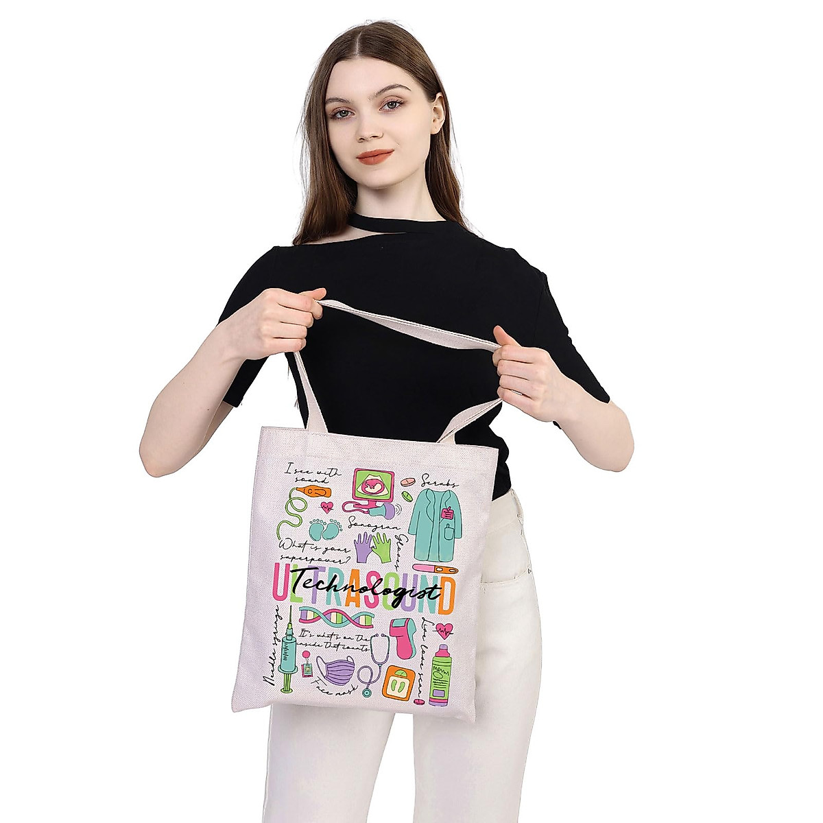 WSNANG Ultrasound Technologist Tote Bag Ultrasound Tech Gift RDMS Grad Reusable Grocery Bag Ultrasound Tech Graduation Gift (Ultrasound TB)