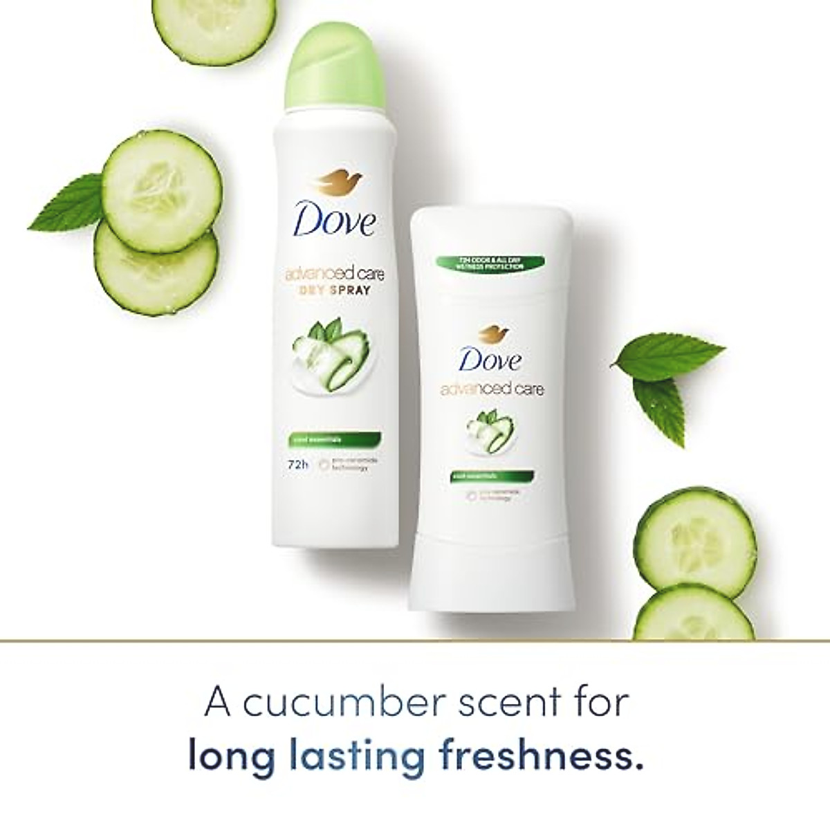 Dove Advanced Care Antiperspirant Deodorant Stick Cool Essentials 4 ct for helping your skin barrier repair after shaving 72 hour odor control and sweat protection with Pro Ceramide Technology 2.6 oz