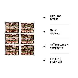 6 X 42/1.75 oz :Signature 100% Colombian Coffee, Supremo Bean Dark Roast Fine Grind, 42/1.75 oz Pouches