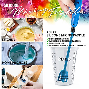 Epoxy Resin Mixer Silicone Paddles - 3 Reusable Pixiss Multipurpose Bidirectional Paint Stirrer for Drill Epoxy & Paint Mixer Drill Attachment - Paint Stirrers Epoxy Stirrer - Paint Mixer for Drill