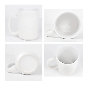 MAIKESUB Sublimation Blank Ceramic Coffee Mugs Set of 6 Pcs White Mugs 15 oz Porcelain Espresso Cups Sublimation Mugs Blank DIY for Coffee Soup Tea Milk Latte Hot Cocoa etc