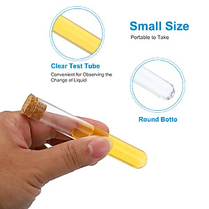 PATIKIL 10ml Test Tubes Set, 10pcs 4.13x0.63" PS Clear Round Bottom Test Tube Containers with Wood Stopper for Bead Party Candy Bath Salt Storage Scientific Experiment Plant Propagation