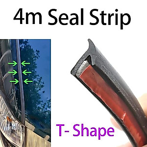 AUTOXBERT 4M/13Ft T-Shape Car Seal Strip Universal Rubber Weather Draft Seal Strip Car Windshield Edge Moulding Sealing Strip Soundproof Bumper Headlight Lip Gap for Fiat Jeep Nissan Honda