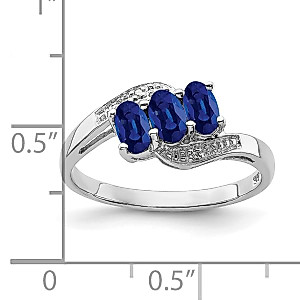 IceCarats 925 Sterling Silver Blue Sapphire Diamond Ring Gemstone Band Size 8.00
