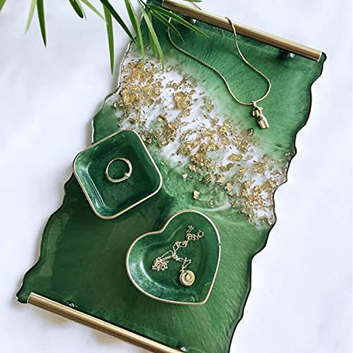 2 Size XL Resin Tray Molds Silicone with Gold & Silver Handles, Epoxy Resin Tray Mold DIY for Making Resin Tray, Crafts, Home Decorations