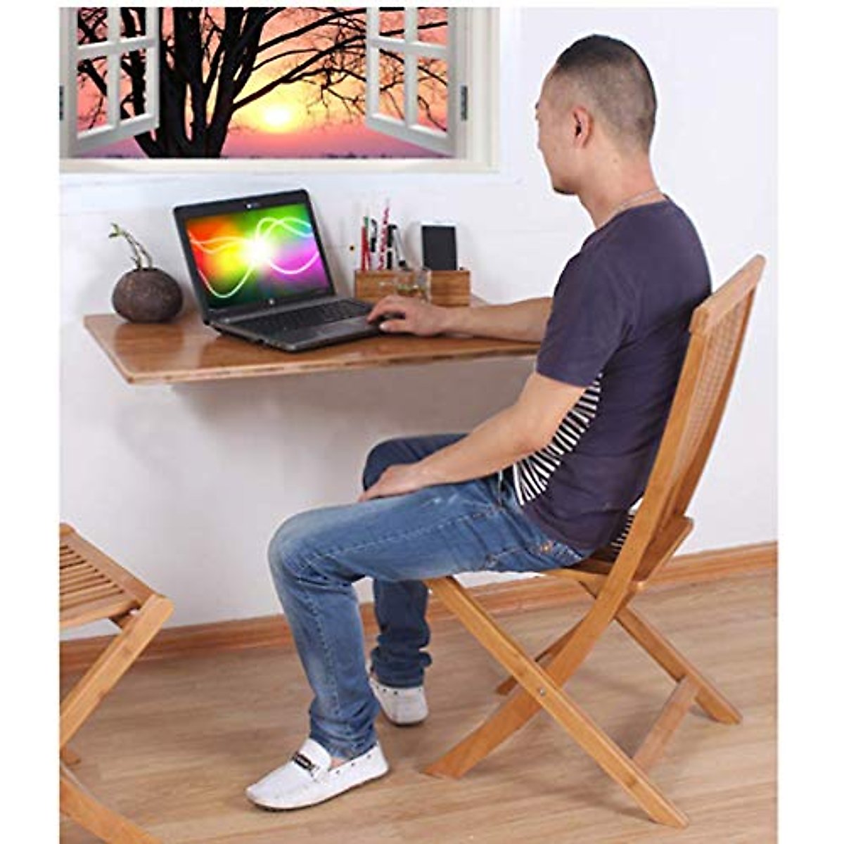 MTYLX Table,Desk,Wall Mounted Bar Dining Table,Foldable Computer Desk Learning Table,Wall-Mounted Study Desk,Size Optional,6040Cm,6040Cm