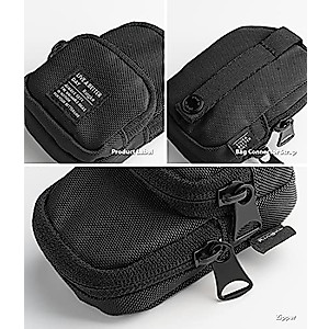 Ringke Mini Pouch [Two Pocket] Nylon Carrying Pouch Small Bag for AirPods, Galaxy Buds, Earphones, Cards, ID - Black