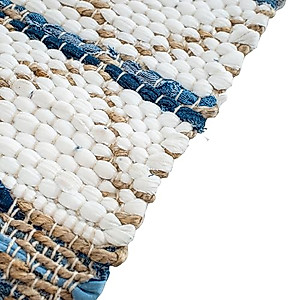 CC Home Furnishings Shuttle Weave Durrie Striped and Diamond Area Throw Rug - 2' x 3' - Blue and White
