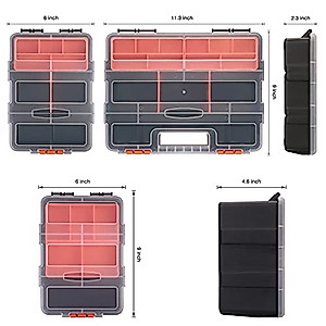 CASOMAN Hardware & Parts Organizers, 4 Piece Set Toolbox, Compartment Small Parts Organizer, Versatile and Durable Storage Tool Box