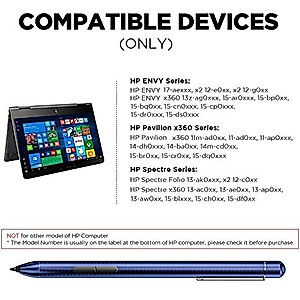 Stylus Pen for HP Envy x360 Touchscreen Laptop Pencil, HP Envy x360 15-bp0,x360 15-cn0,X2 12-e0xx,X2 12g0xx;HP Spectre x360 13-ac0xx 15-blxxx, HP Pavilion x360 11m-ad0 14M-ba0 14-cd0 15-br0