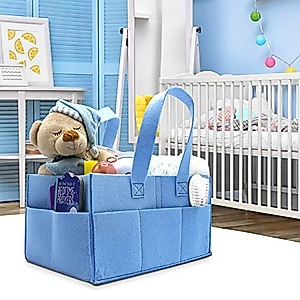 Sorbus Baby Diaper Caddy Organizer - Nursery Essentials Storage Bin for Diapers, Wipes & Toys, Newborn & Infant Portable Car Travel Storage Bag, Changing Table Organizer Gift (Blue)