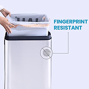 ELPHECO Stainless Steel Kitchen Trash Can 12 Gallon Brushed Stainless Steel Motion Sensor Trash Can Without Inner Bucket, Large Capacity Motion Kitchen Trash Can with Wooden Legs