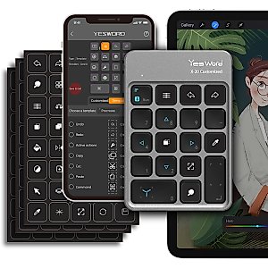 YESWORD X-20, Wireless Customizable Keyboard for Digital Drawing, Graphic Design, Photo Editing, Gaming, Office Work. Compatible with iPad/iOS/Mac/Android/PC