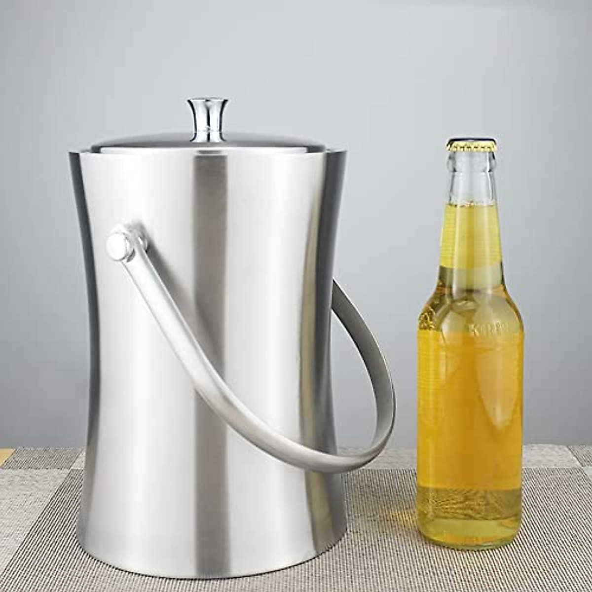 Ice Bucket for Freezer Ice Bucket Insulated Stainless Steel Double Walled Ice Bucket with Lid for Beer Wine Cooler (Size : 3L)