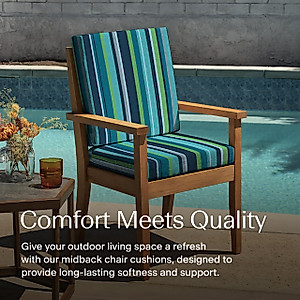 Honeycomb Outdoor Midback, 18.5" W x 17" D, Stripe Poolside Outdoor Chair Cushion