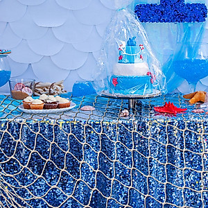 Shappy 2 Pieces Fish Net Decorative 80 x 40 Inch, Wall Hanging Fishnet for Mermaid, Pirate, Nautical, Under The Sea Party Decorations, Ocean Themed Hawaii Beach Halloween Party Supplies(Beige)