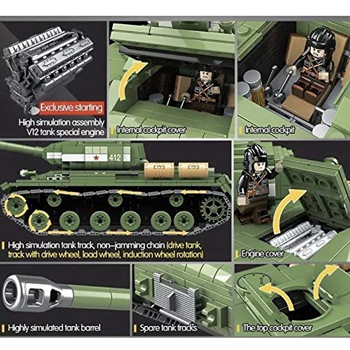 General Jim's Military Themed WW2 Building Blocks Tank Sets for World War 2 Brick Building Enthusiats (Soviet IS-2M Tank)
