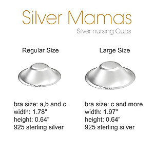 Silver Mamas Nursing Cups for Nursing Newborn, Silver Nipple Covers Breastfeeding, 925 Silver Nursing Shields, Healing Cups, Newborn Essentials Must Haves, Soothe Sore and Cracked Nipples (Regular)