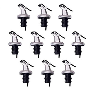 10 Pcs Pour Spouts, TBWHL Olive Oil Vinegar Dispenser Bottle Liquor Wine Pourers Flip Top Stopper Leak-proof with Lid for Kitchen and Bar