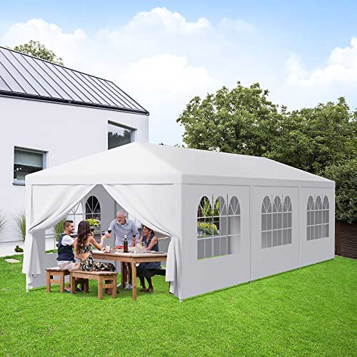 BBBuy 10’X30’ Outdoor Canopy Tent with Removable Sidewalls Gazebo Shelter Pavilion for Backyard BBQ Camping Picnic Parties Wedding Ceremony, Easy Assemble and Removable