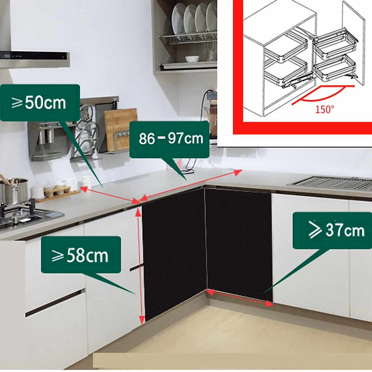 Treliamd Pull Out Blind Corner Cabinet Organizer Right Swing, 2 Tiers Slide Out Kitchen Cabinet Organizer, Opening Chrome Soft Close Blind Corner with Four Shelf for 33.86''Wx19.7''Dx22.84''H