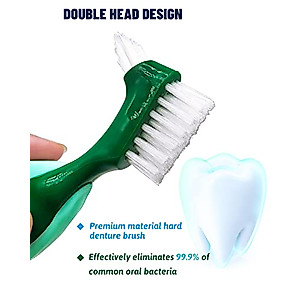 Premium Hard Denture Brush Toothbrush, Cleaning Brush, Multi-Layered Bristles & Portable Denture Double Sided Brush, Denture Care(Pack of 3)