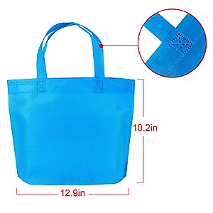 Xiran Reusable Party Tote Bags,Non-Woven Rainbow Bags,For Birthday Favors, Snacks,Toys,16 Piece 13" 8 Colors