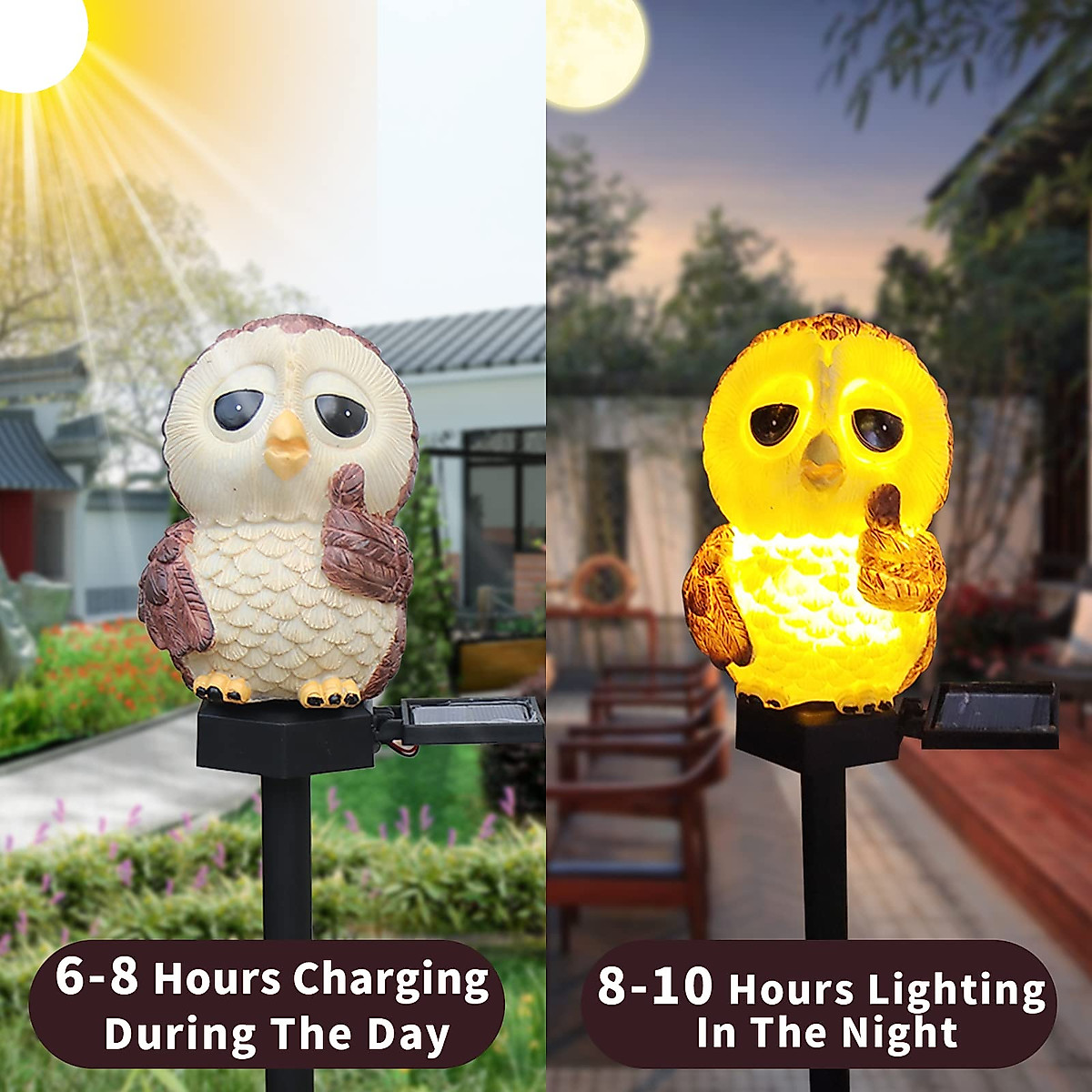 2 Pack Garden Solar Lights Cartoon Cute Small Baby Owls Decor, LED Solar Outdoor Garden Lights, Solar Landscape Pathway Outdoor Lights for Garden, Patio, Lawn Pathway,Walkway, Yard,Great