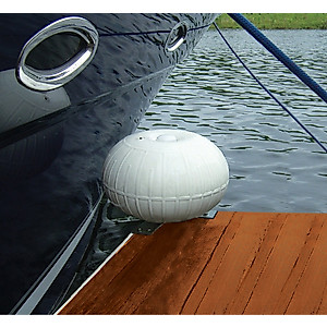 Taylor Made Products Dock Pro Inflatable Dock Boat Wheels – Corner Mount Dock Wheel, White (18") – Cusions Boats, Protects Docks, Hot-Dipped Galvanized Hardware – 2020108498