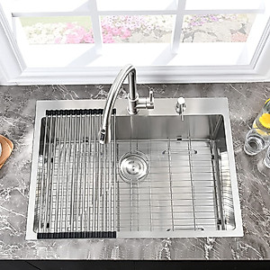 25 Drop In Kitchen Sink Stainless Steel-Hovheir 25x20 Drop In Topmount Sink 16 Gauge Stainless Steel Kitchen Sink Handmade Single Bowl Deep Kitchen Sink Outdoor Kitchen Sink with Cutting Board