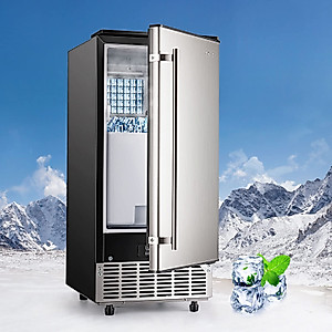 Topdeep Untercounter Commercial Ice Machine, Built-in Ice Maker Machine with 80LBS Per Day, Stainless Steel Commercial Ice Maker, Cold Insulation, Auto Clean, with 29 Pounds Storage Bin