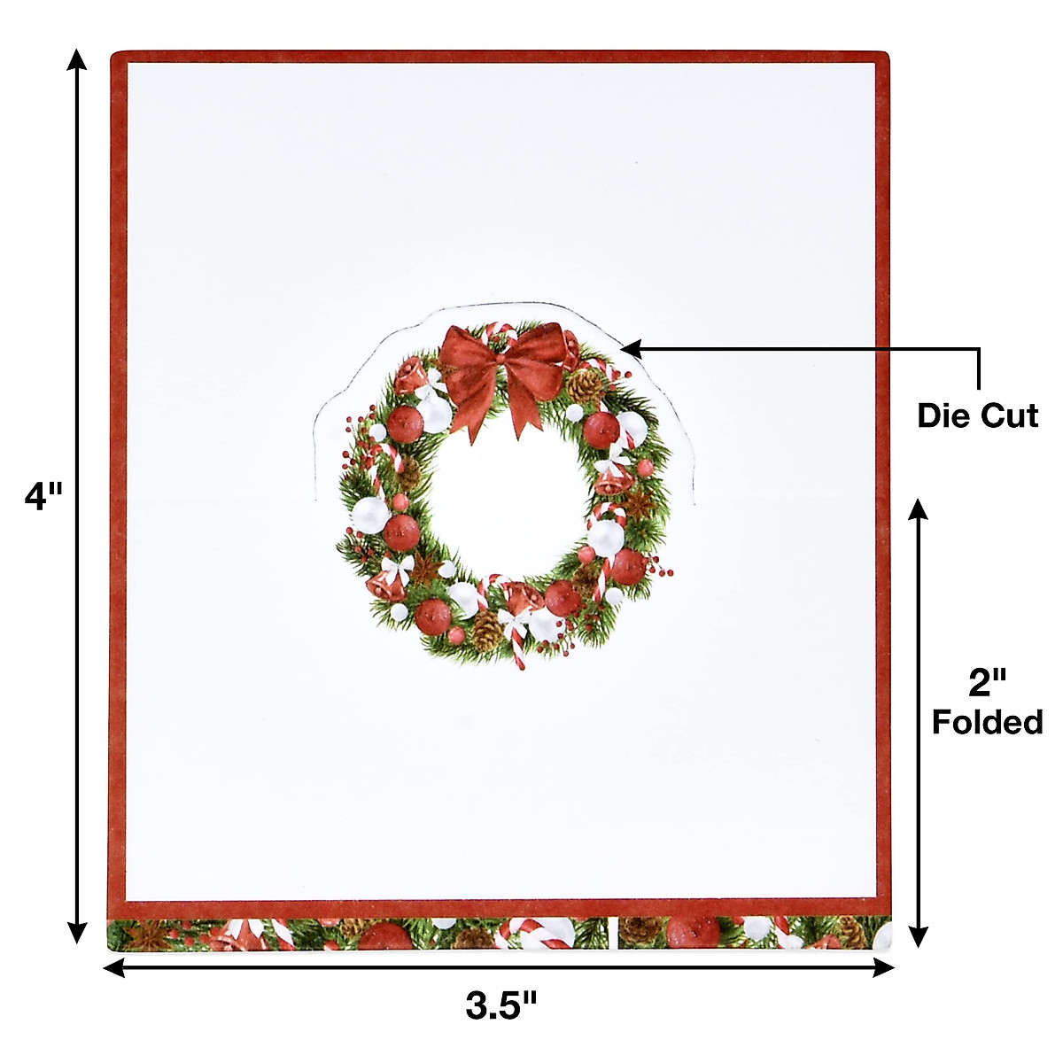 Gift Boutique 100 Pack Christmas Place Cards Holiday Seating Name Card Die Cut Xmas Wreath Table Setting Folded Paper Tent Cards for Dinner Wedding Tables Placement Party Decorations 2" x 3.5"