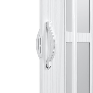 38.5" x 80" Accordion Doors 4-Lite Frosted Acrylic with PVC Panels Bifold Closet Door Hardware Kit Included, Folding Doors with 2 Handles for Closet Bathroom Doorways