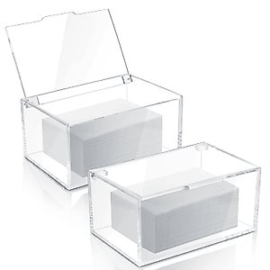 Maitys 2 Pcs Dryer Sheet Holder Acrylic Laundry Room Organization Clear Dryer Sheet Dispenser with Lid Transparent Fabric Softener Sheets Container Box Storage for Home