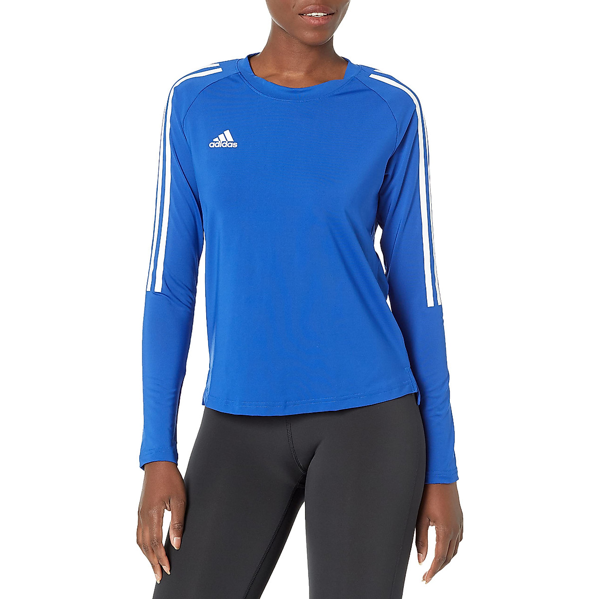 adidas Women's Hi Low Jersey Long Sleeve, Team Royal Blue/White, Medium