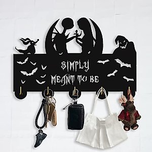 YSdesign The Nightmare Before Christmas Hooks-Jack Skellington Decor Wall Hooks,Wall Décor,Coat Hooks,Key Holder for Wall、Entryway and Kitchen-11.8×7.8Inch、 Black 、Eco-Wood