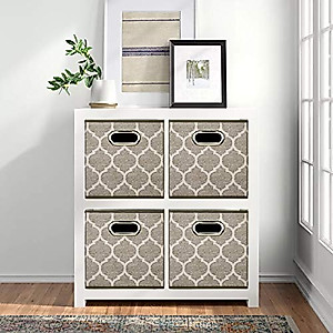 i BKGOO Cloth Storage Bins Set of 6 Thick Fabric Drawers Foldable Cubes Basket Organizer Container with Dual Metal Handles for Shelf Cabinet Bookcase Boxes Grey-Brown 10.5x10.5x11 inch