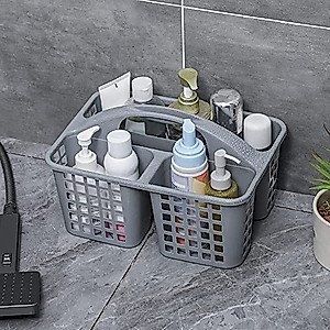 Andmey Cleanning Caddy Basket Plastic Storage Shower Caddy Bucket with Handle for Garden, Cleaning Supplies, Gray