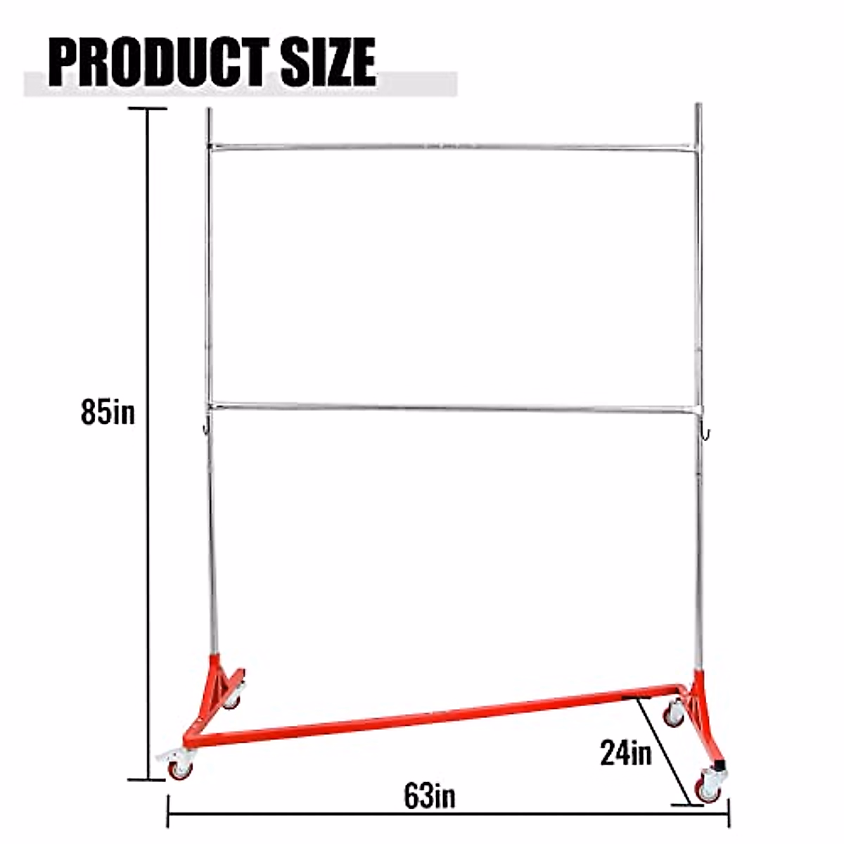 Migoda Z Rack Collapsible Rack,Height Adjustable Rolling Z Rack Clothes Rack, Heavy Duty Z Rack Garment Rack with Wheels - Ideal for Bedroom Storage and Organization(24x63x85in)