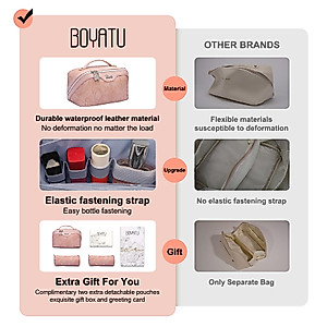 Travel Makeup Bags Cosmetic Organizer Bag: 3-Set Large Capacity Make up Bag - PU Leather Toiletry Bag for Women - Wide Open Portable Pouch with Divider & Handle