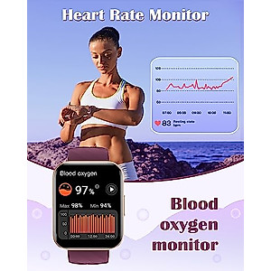 RUIMEN Smart Watches for Women Men (Answer/Make Calls) Compatible with iPhone/Android Phones, 2023 Ver. 1.85" HD Screen Fitness Tracker Heart Rate Monitor 100+ Sports Tracker Watch Waterproof (Purple)