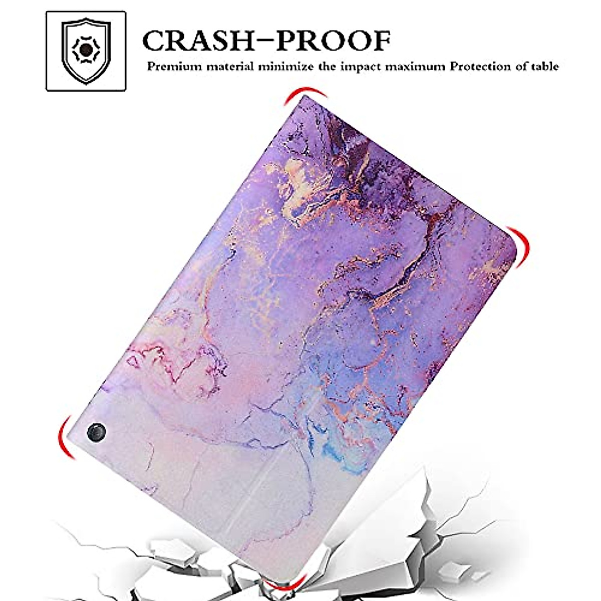 Pudazvi Case for Amazon Kindle Fire HD 10 & 10 Plus Tablet(Fit for 10.1" 13th/11th Generation 2023/2021 Release),Ultra Slim Multi-Angle Viewing Auto Wake/Sleep,Marble Purple