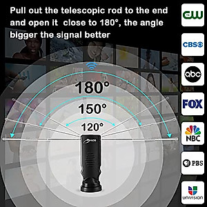 HIDB TV Antenna for Smart TV, Long Range Rabbit Ears Indoor TV Antenna HD Digital for Free-to-air HDTV Channels，Stickiness Base for Easy Placement Both Suitable for Home Car